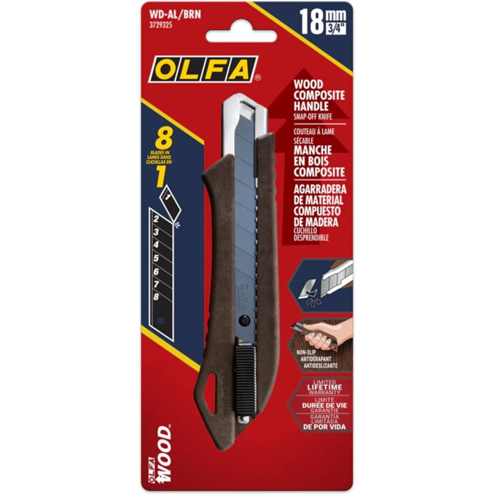 OLFA WD-AL/BRN 18mm Wood Composite Auto-Lock Knife | Eco Grip Utility ...